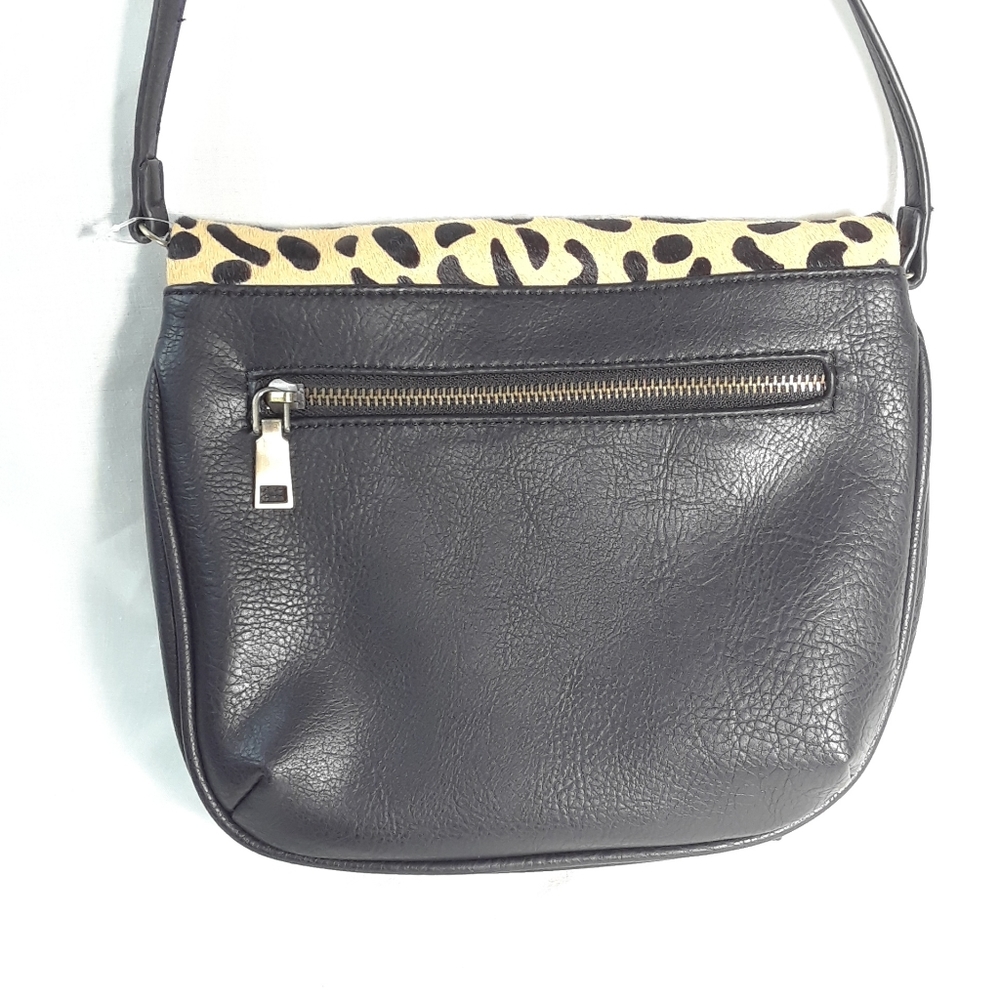 Sasha & Sofi Black And Leopard Print Crossbody Bag - Gem